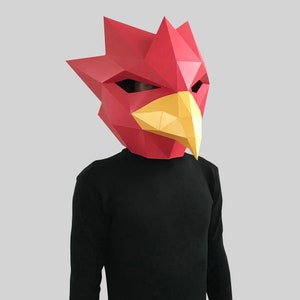 Red Bird Mask Template - Paper Mask, Papercraft Mask, Masks, 3d Mask ...