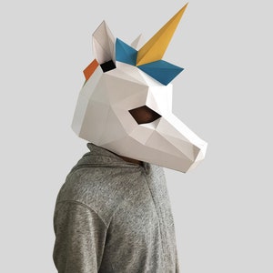 Unicorn Mask Digital PDF - Low Poly Papercraft Animal Mask Template - Etsy