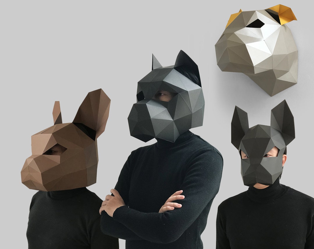 COMBO 15 Paper Template Dog Mask, Papercraft Mask, Masks, 3d Mask, Low ...