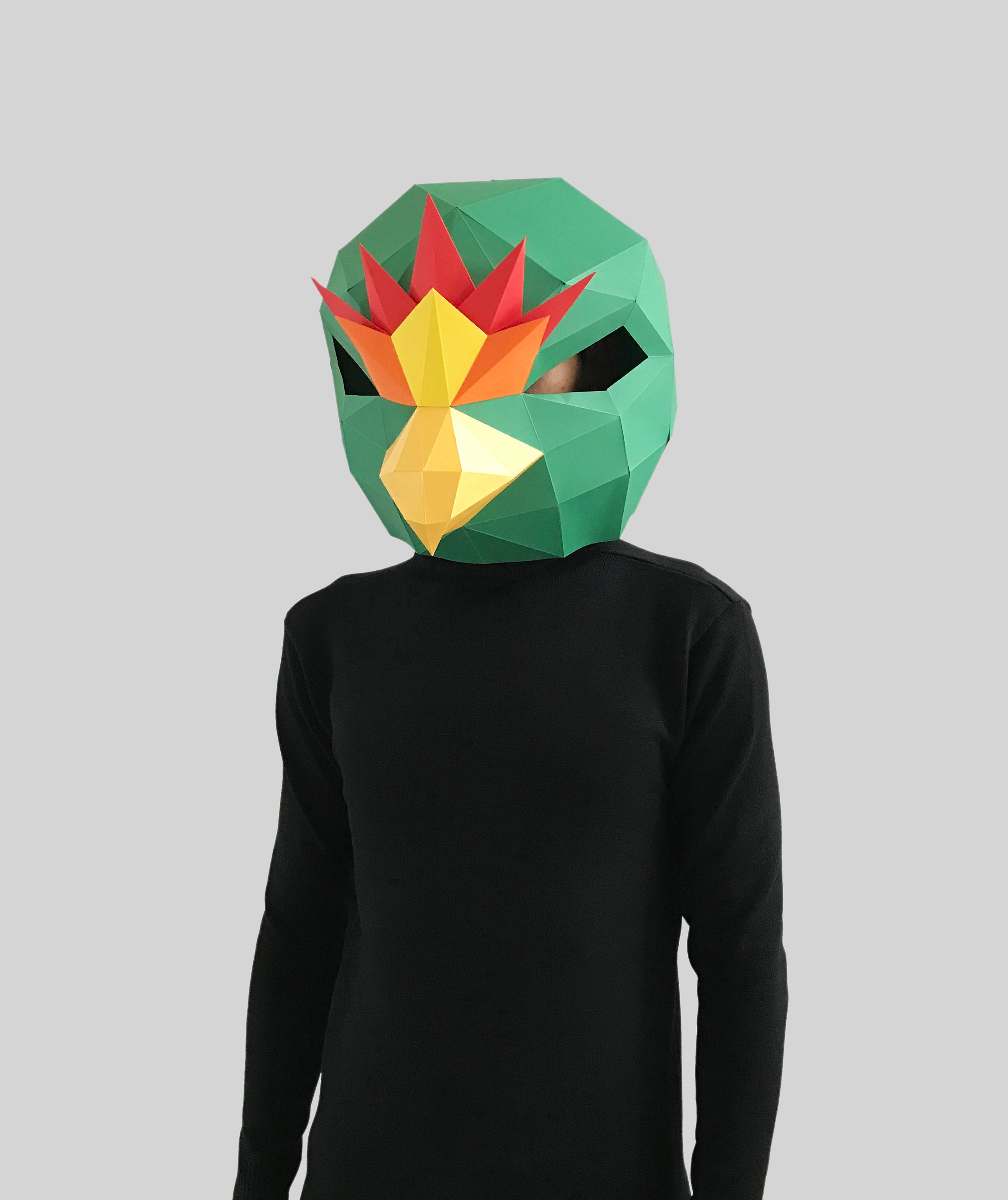 Green Bird Mask Template Paper Mask Papercraft Mask Masks | Etsy