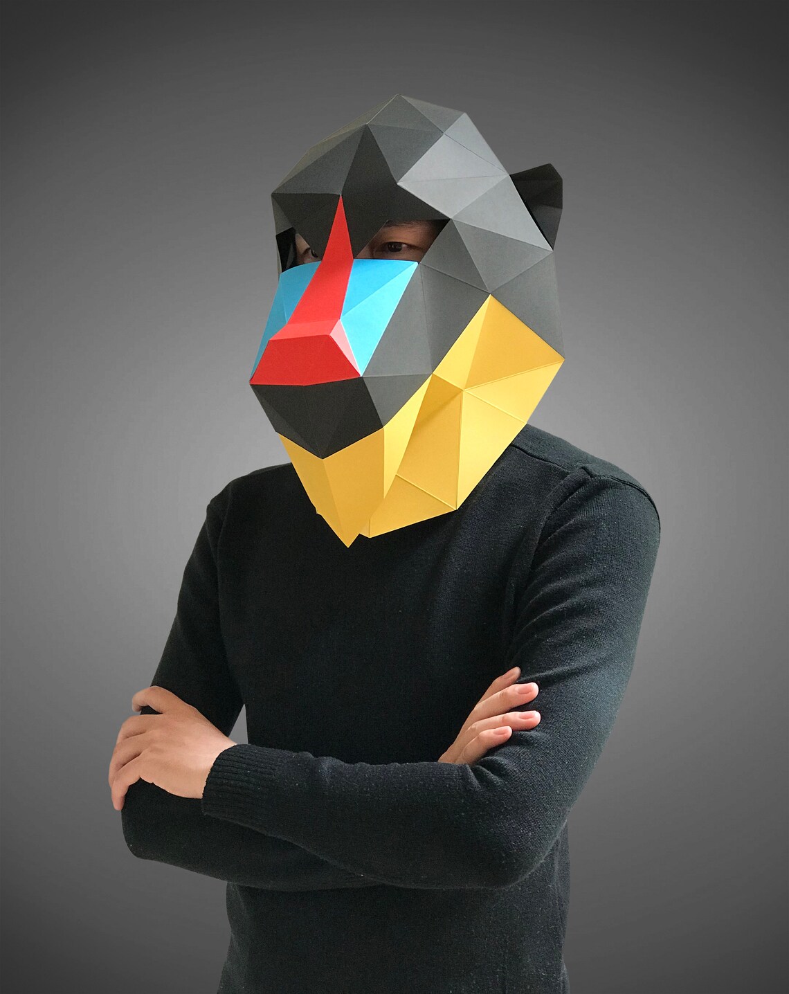 Mandrill Monkey Mask Template Paper Mask Papercraft Mask - Etsy