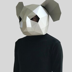 Koala Mask Template - Paper Mask, Papercraft Mask, Masks, 3d Mask, Low ...