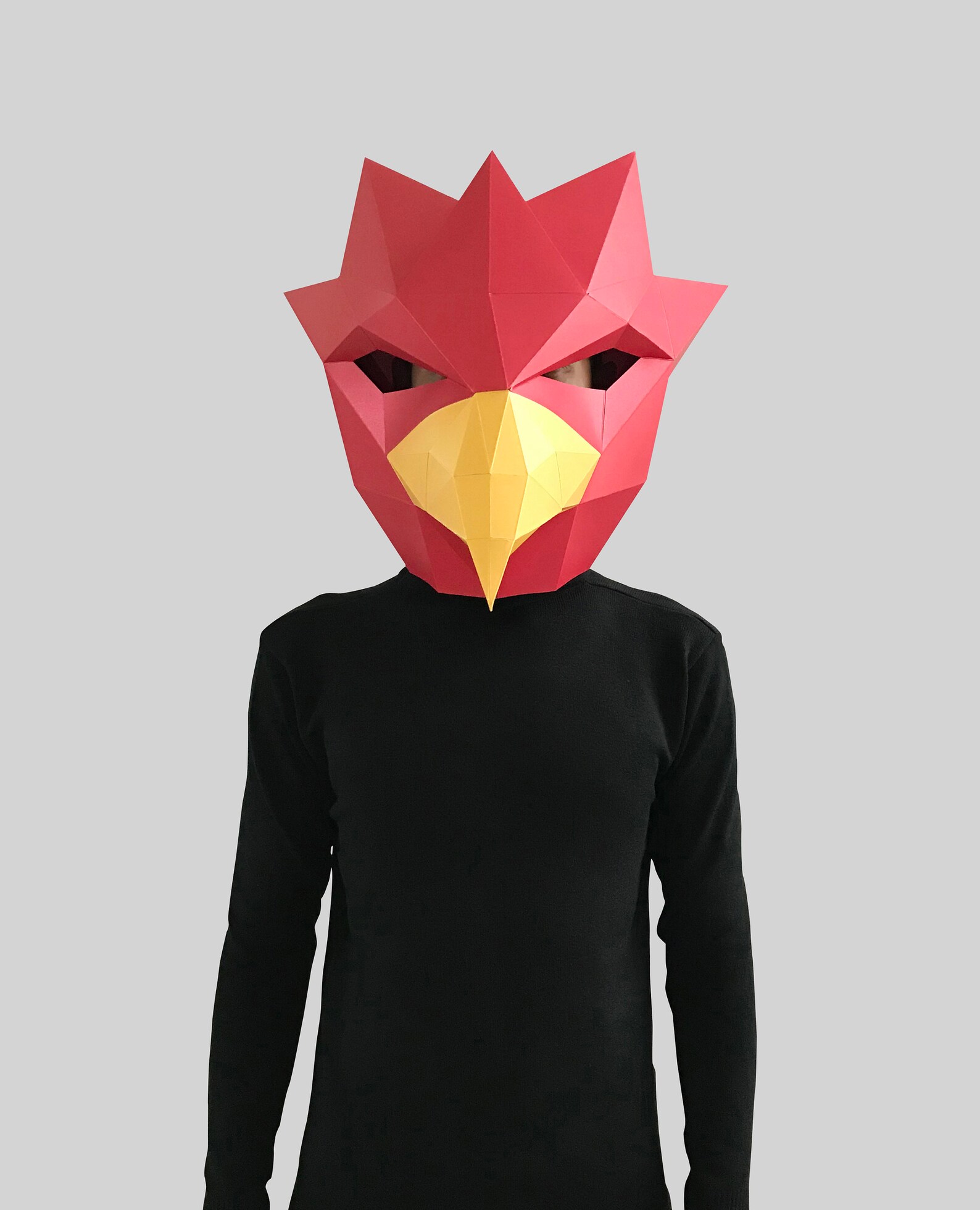 Red Bird Mask Digital PDF - Low Poly Papercraft Animal Mask Template - Etsy
