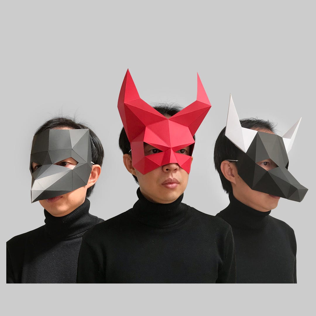 Combo #44 Crow Demon Buffalo Mask Template - Paper Mask, Papercraft ...