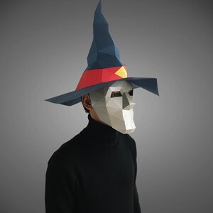 Witch Hat Mask Template Style 3 - Paper Mask, Papercraft Mask, Masks ...