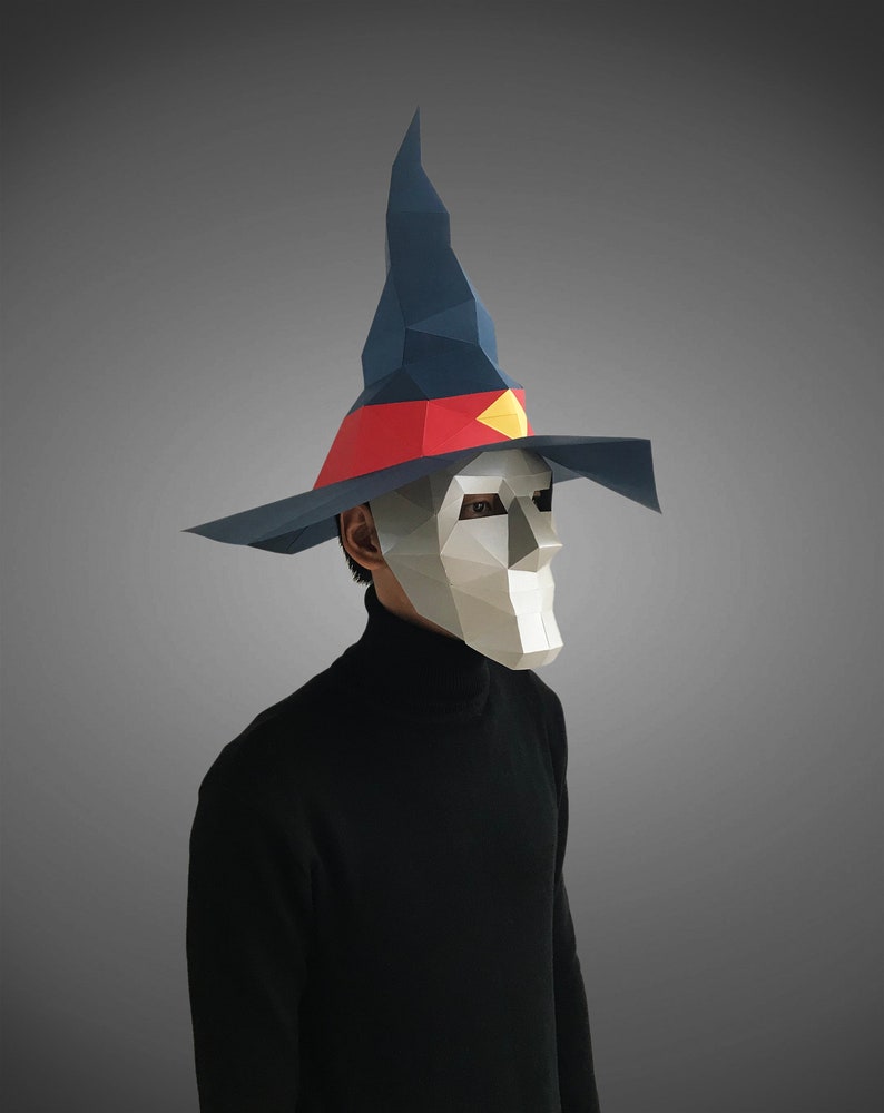 Witch Hat Mask Template Style 3 Paper Mask Papercraft Mask - Etsy