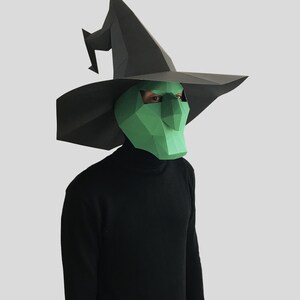 Witch Hat Mask Template Style 2 - Paper Mask, Papercraft Mask, Masks ...