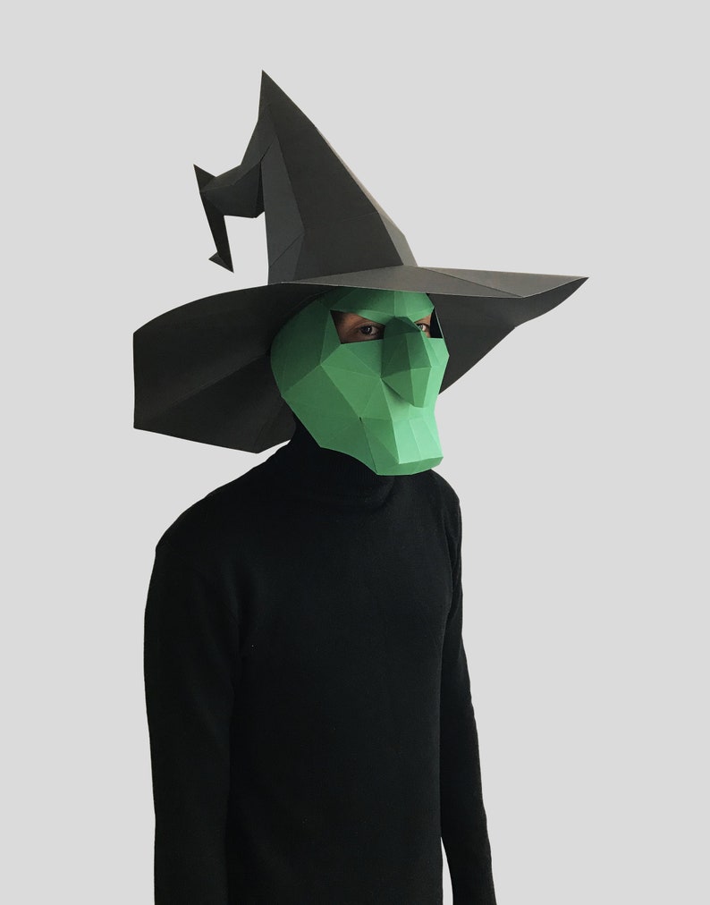 Witch Hat Mask Template Style 2 Paper Mask Papercraft Mask | Etsy