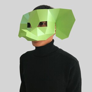 Green Elephant Mask Template - Paper Mask, Papercraft Mask, Masks, 3d ...