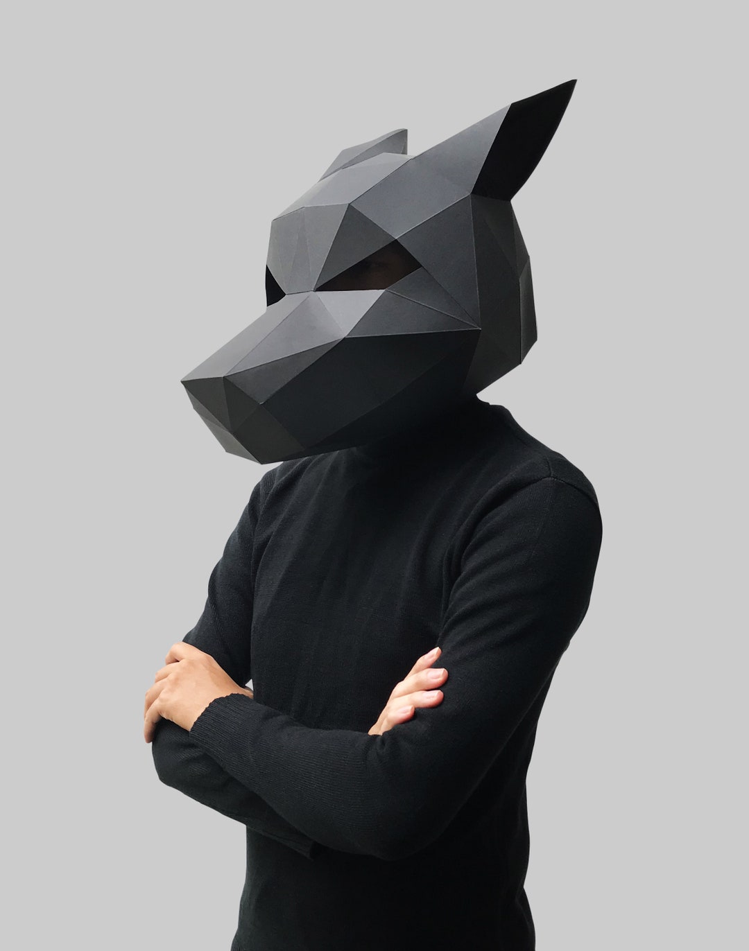 Wolf Mask Digital PDF - Low Poly Papercraft Animal Mask Template - Etsy