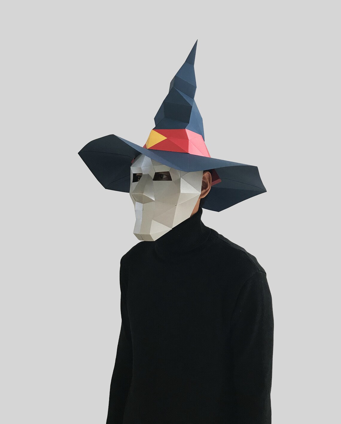 Witch Hat Mask Template Style 3 Paper Mask Papercraft Mask | Etsy