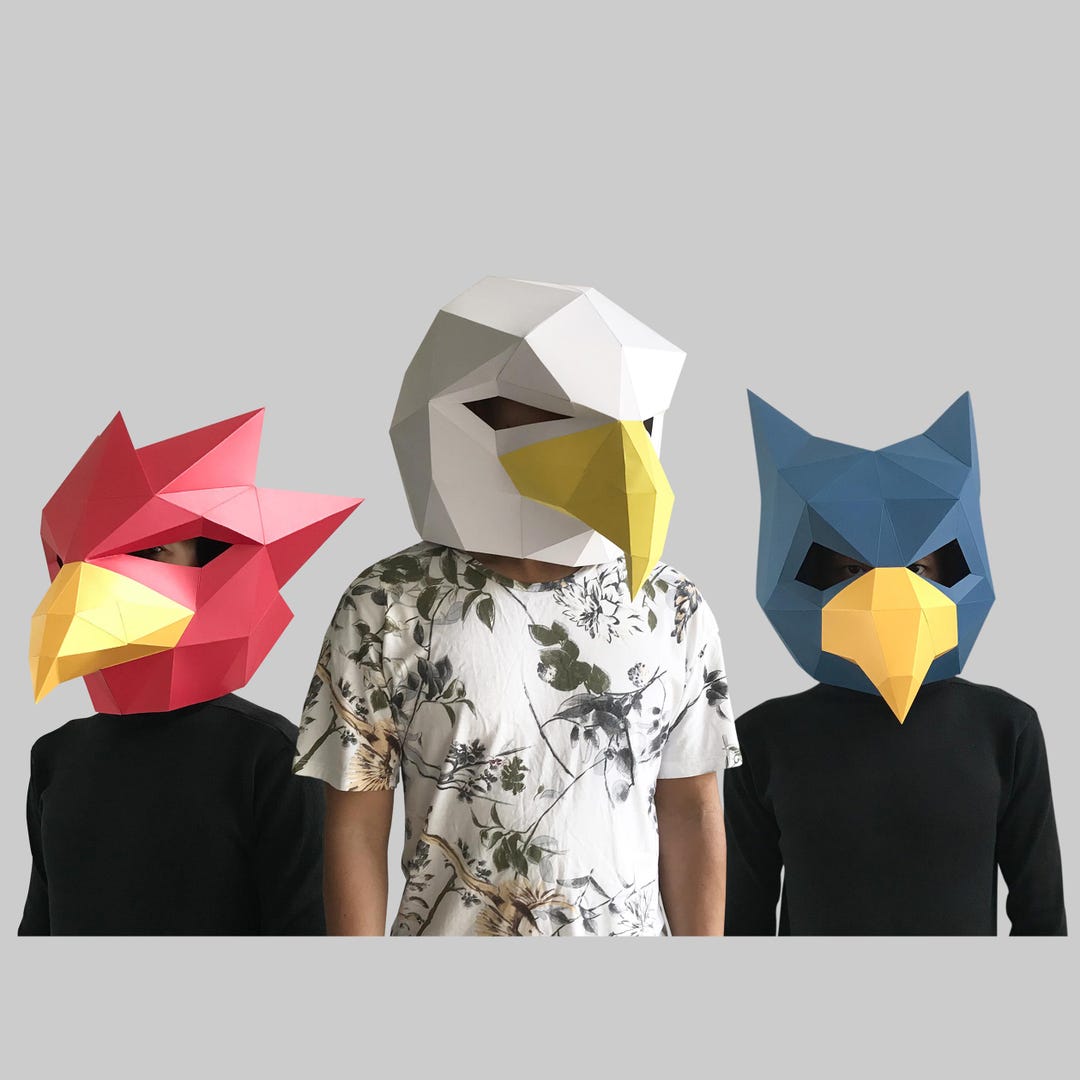 COMBO #11 Eagle, Bluebird, Redbird Mask Digital PDF - Low Poly ...