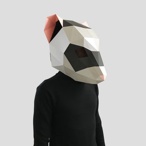 Ferret Mask Template - Paper Mask, Papercraft Mask, Masks, 3d Mask, Low ...
