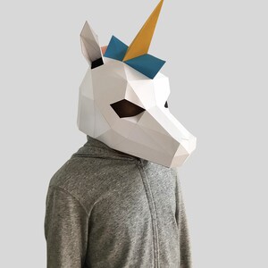 Unicorn Mask Digital PDF - Low Poly Papercraft Animal Mask Template - Etsy