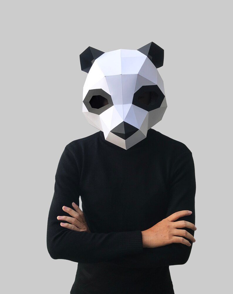 17 - Papercraft Panda Mask - Printable Digital Template B0E