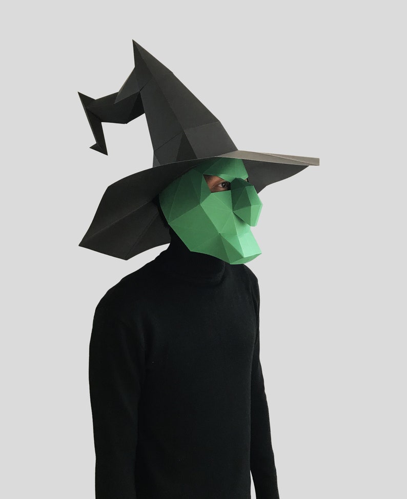 Witch Hat Mask Template Style 2 Paper Mask Papercraft Mask | Etsy