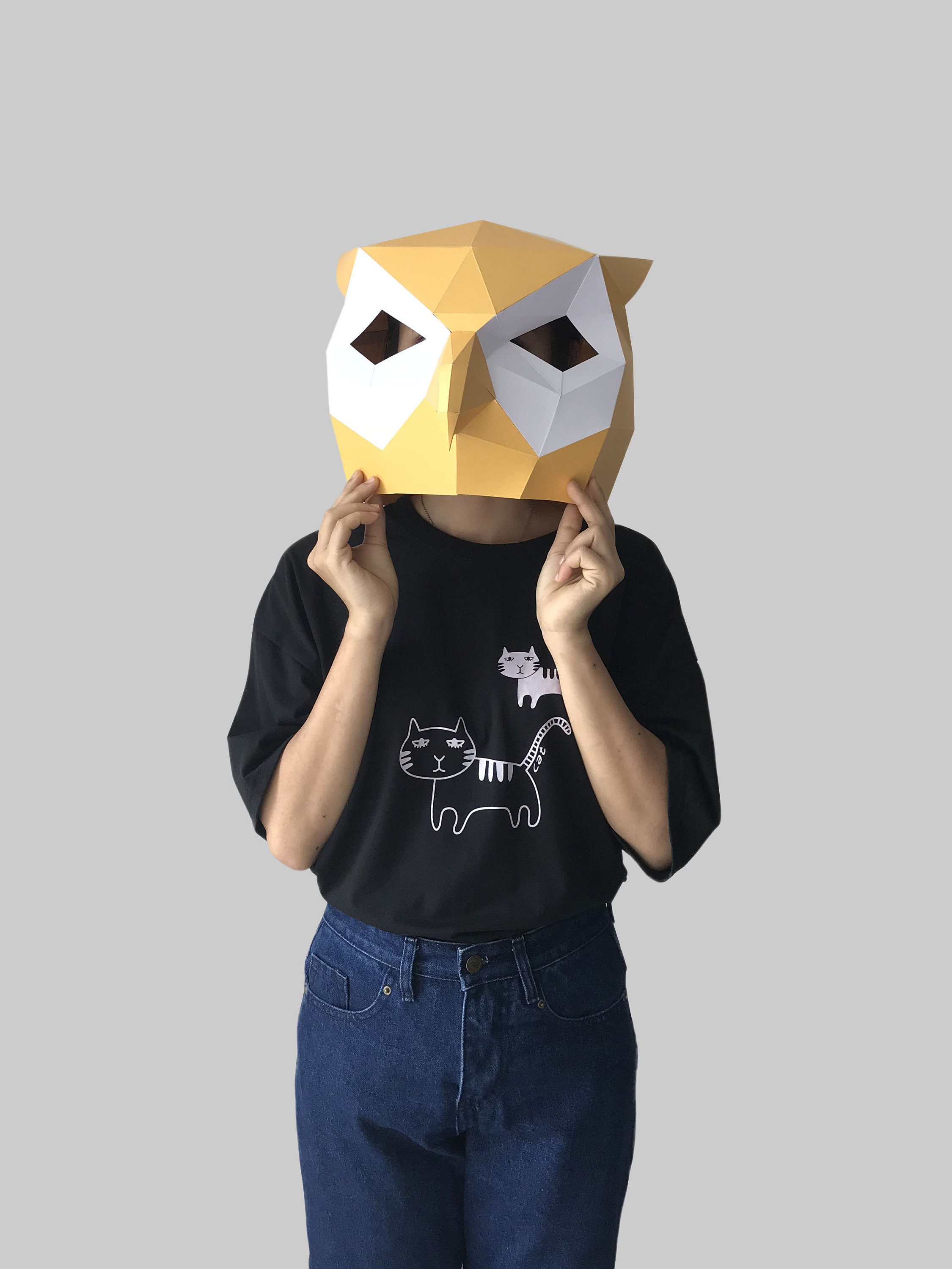 Owl mask template paper mask papercraft mask masks 3d | Etsy