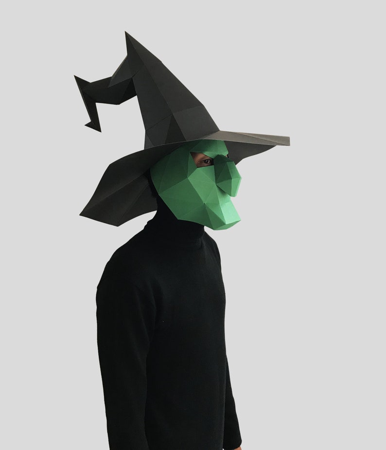 Witch Hat Mask Template Style 2 Paper Mask Papercraft Mask | Etsy