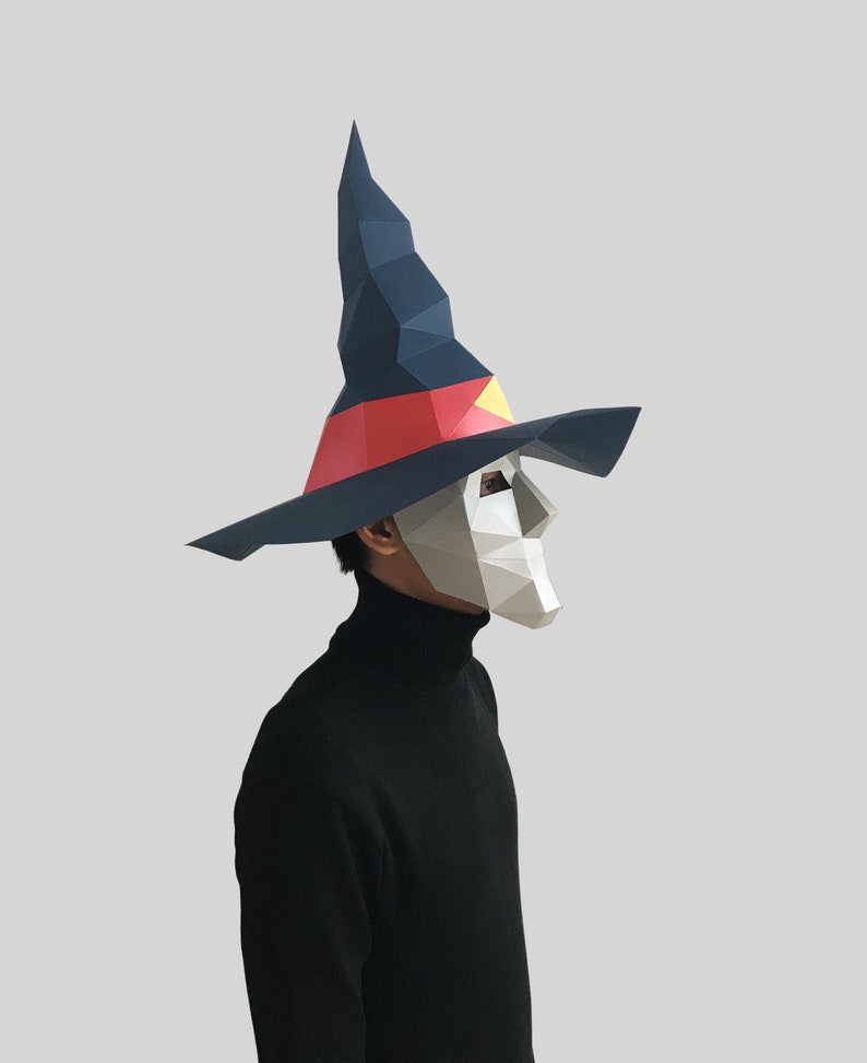 Witch Hat Mask Template Style 3 Paper Mask Papercraft Mask | Etsy