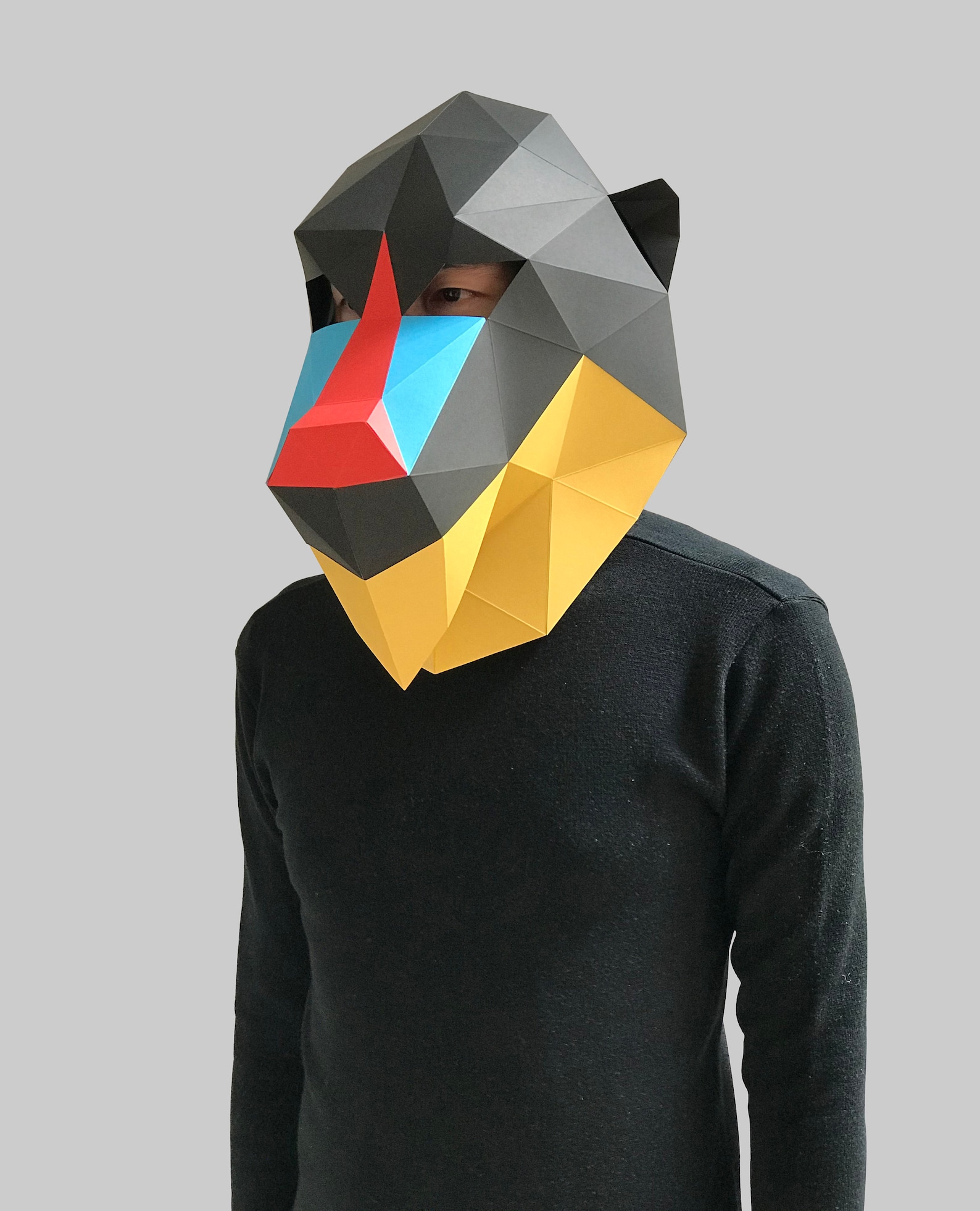 Mandrill Monkey Mask Digital PDF - Low Poly Papercraft Animal Mask ...