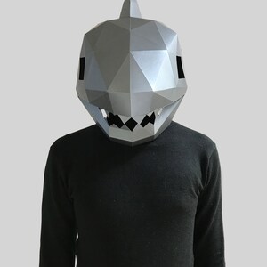 Shark Mask Template - Paper Mask, Papercraft Mask, Masks, 3d Mask, Low ...