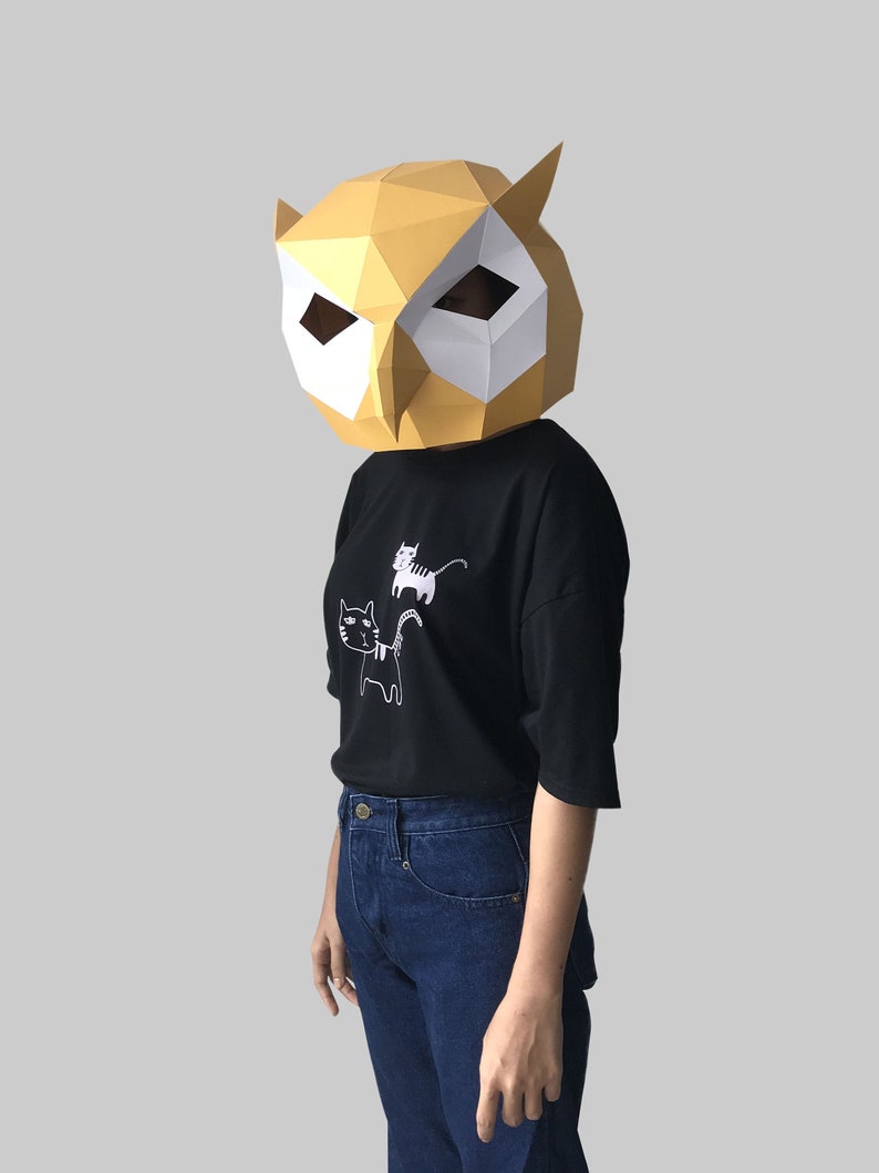Owl mask template paper mask papercraft mask masks 3d | Etsy