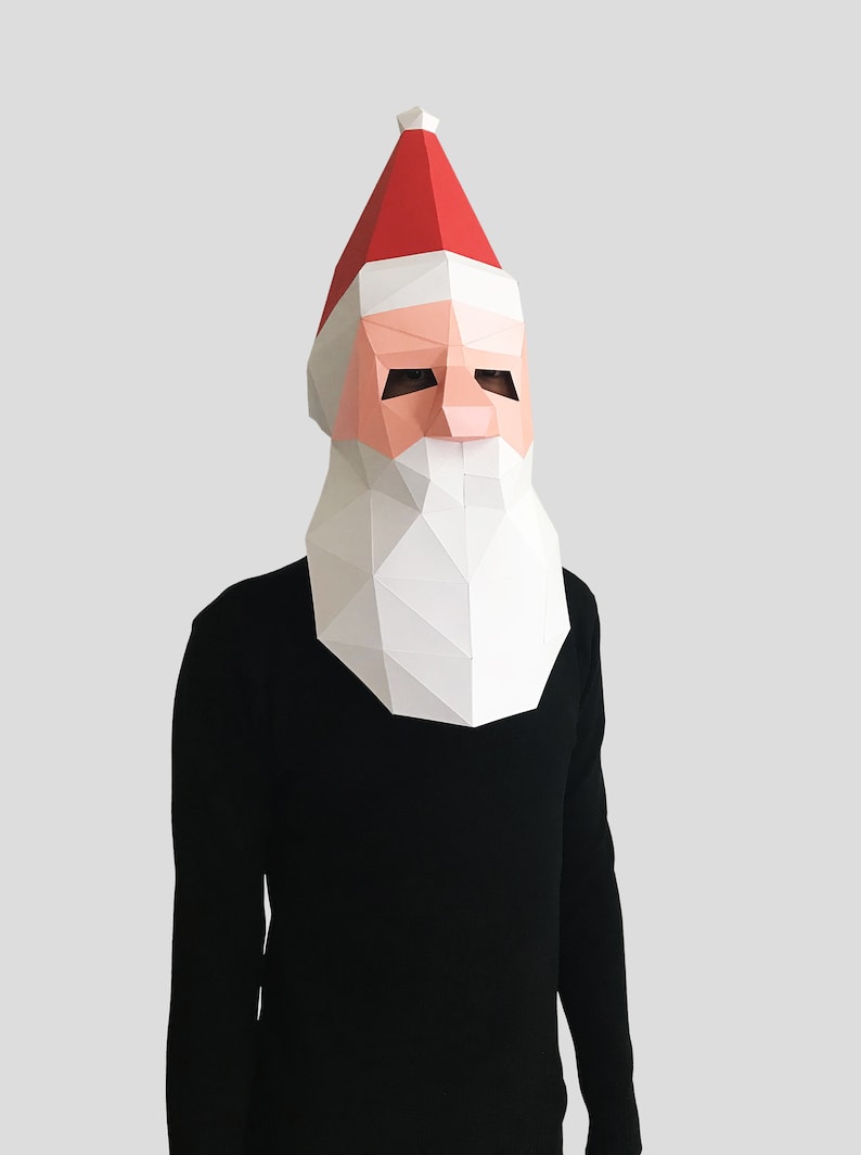 Santa Claus Style #2 Mask Digital PDF - Low Poly Papercraft Mask ...