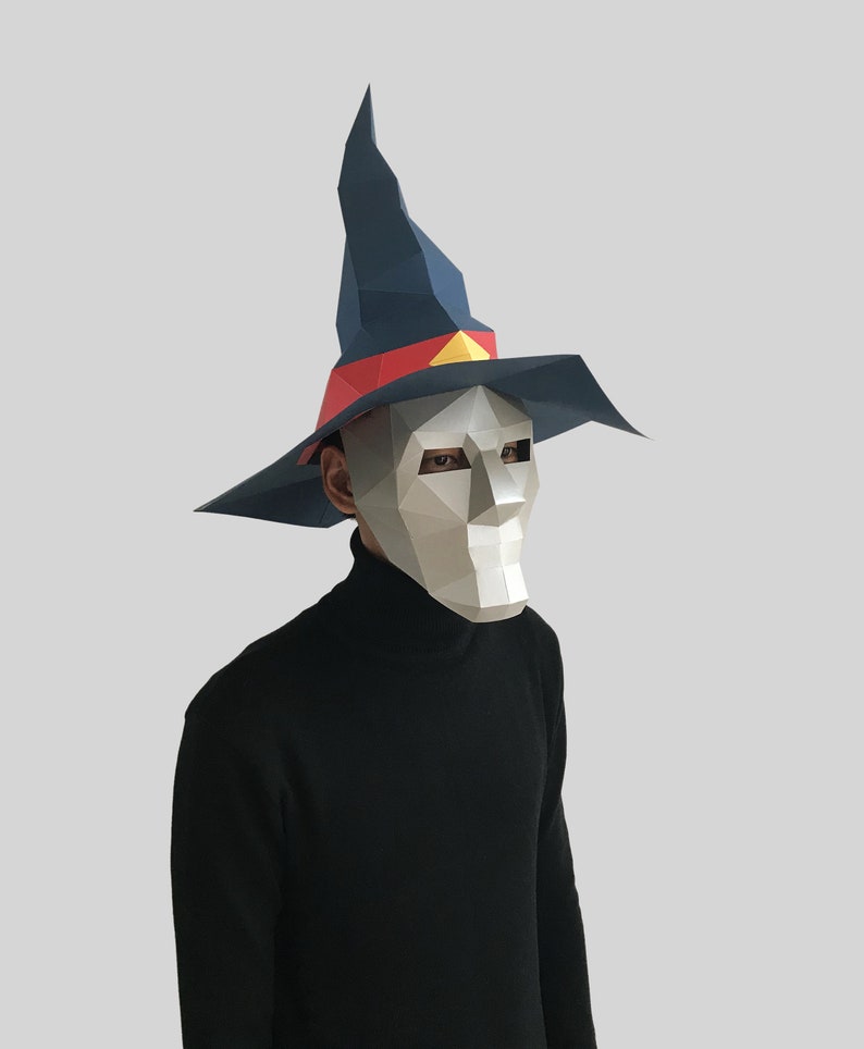 Witch Hat Mask Template Style 3 Paper Mask Papercraft Mask | Etsy