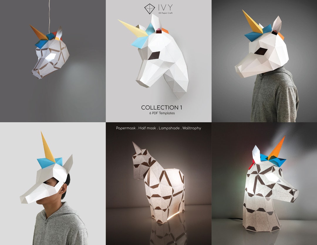 COLLECTION 1 Mask Template, Paper Mask, Papercraft Mask, Masks, 3d Mask ...