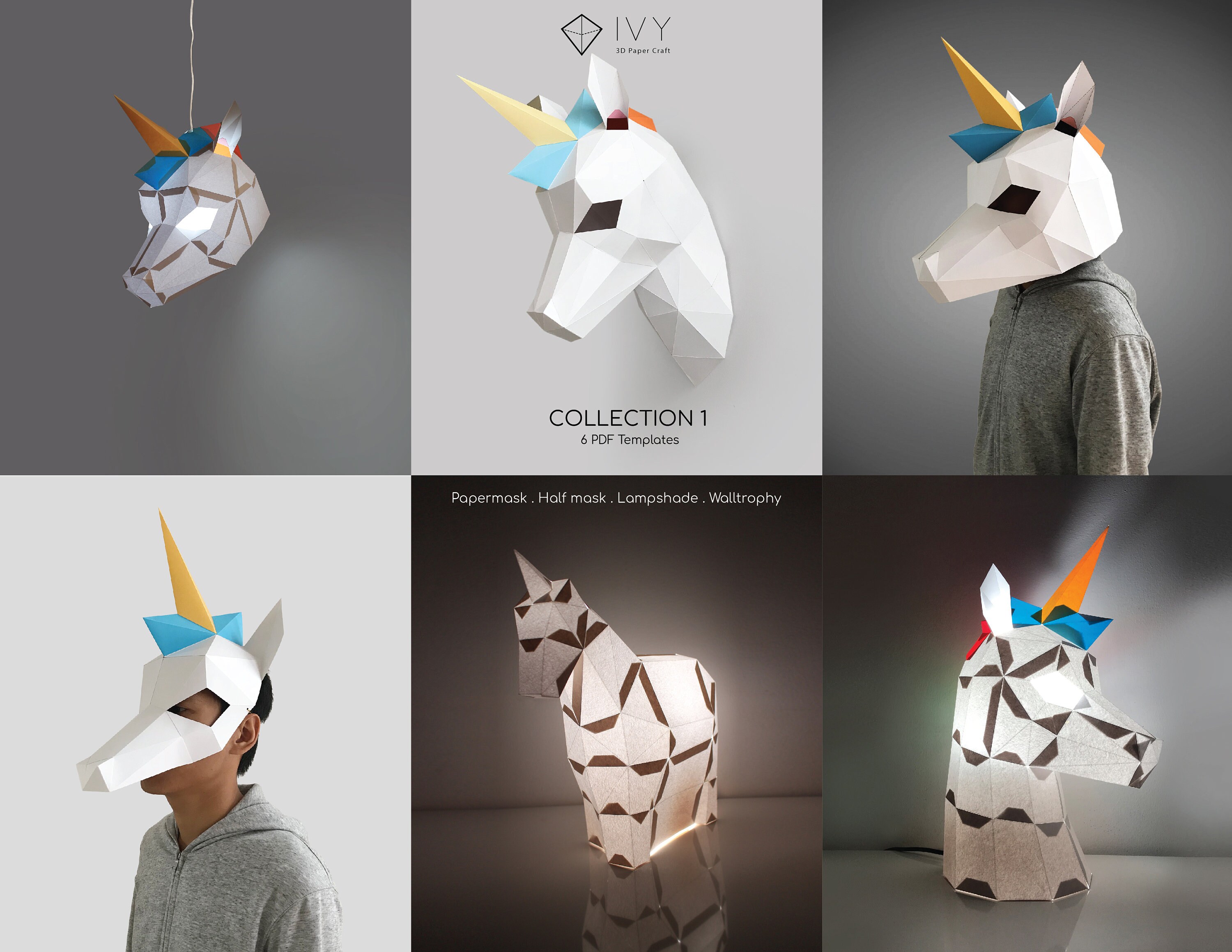 COLLECTION 1 Mask Template Paper Mask Papercraft Mask - Etsy