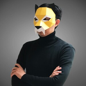 Tiger Half Mask - Free Template PDF Link in Description - Etsy