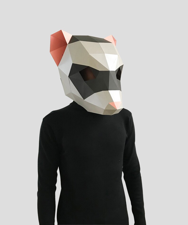 Ferret mask template paper mask papercraft mask masks 3d | Etsy