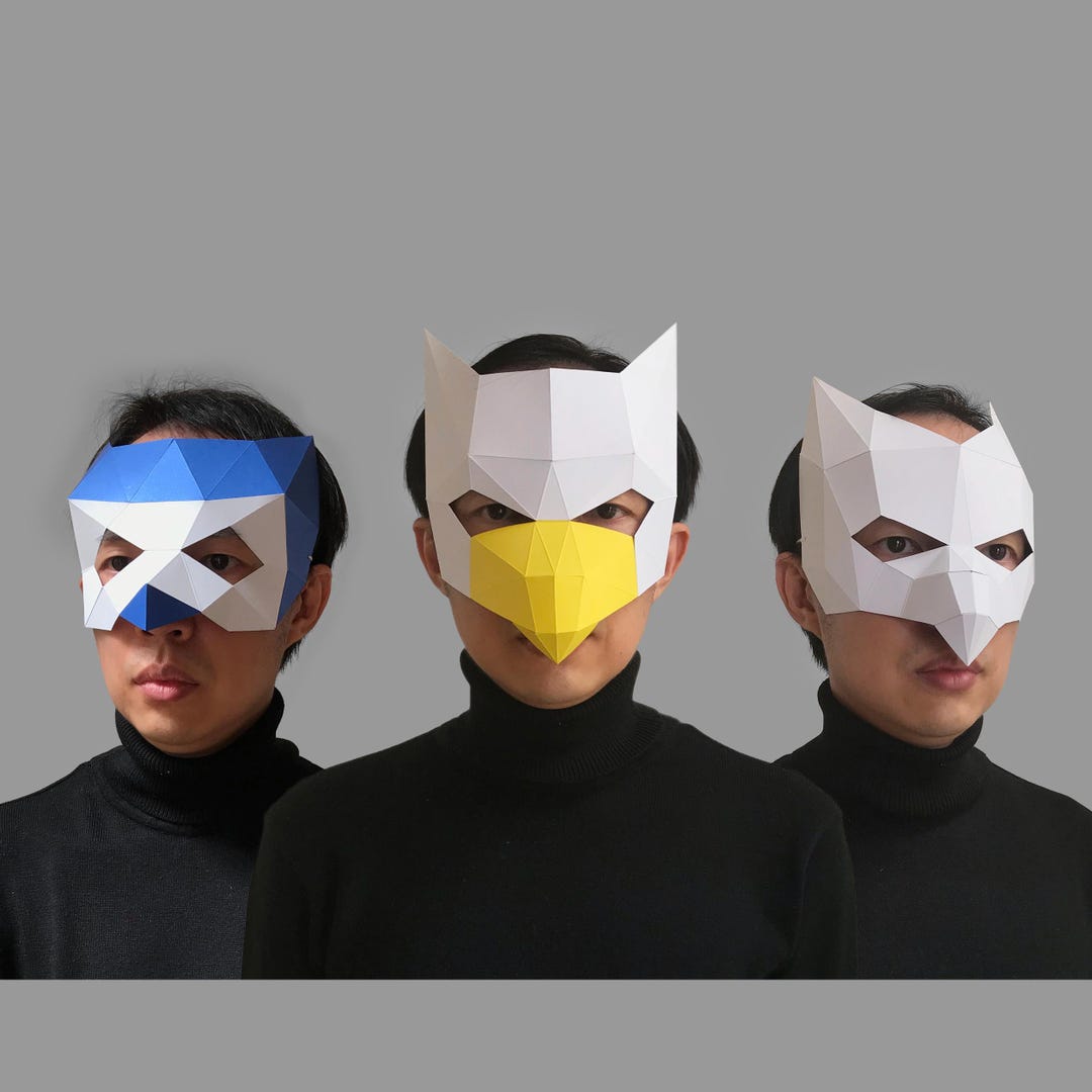 Combo #41 Owl Eagle Mask Template - Paper Mask, Papercraft Mask, Low ...