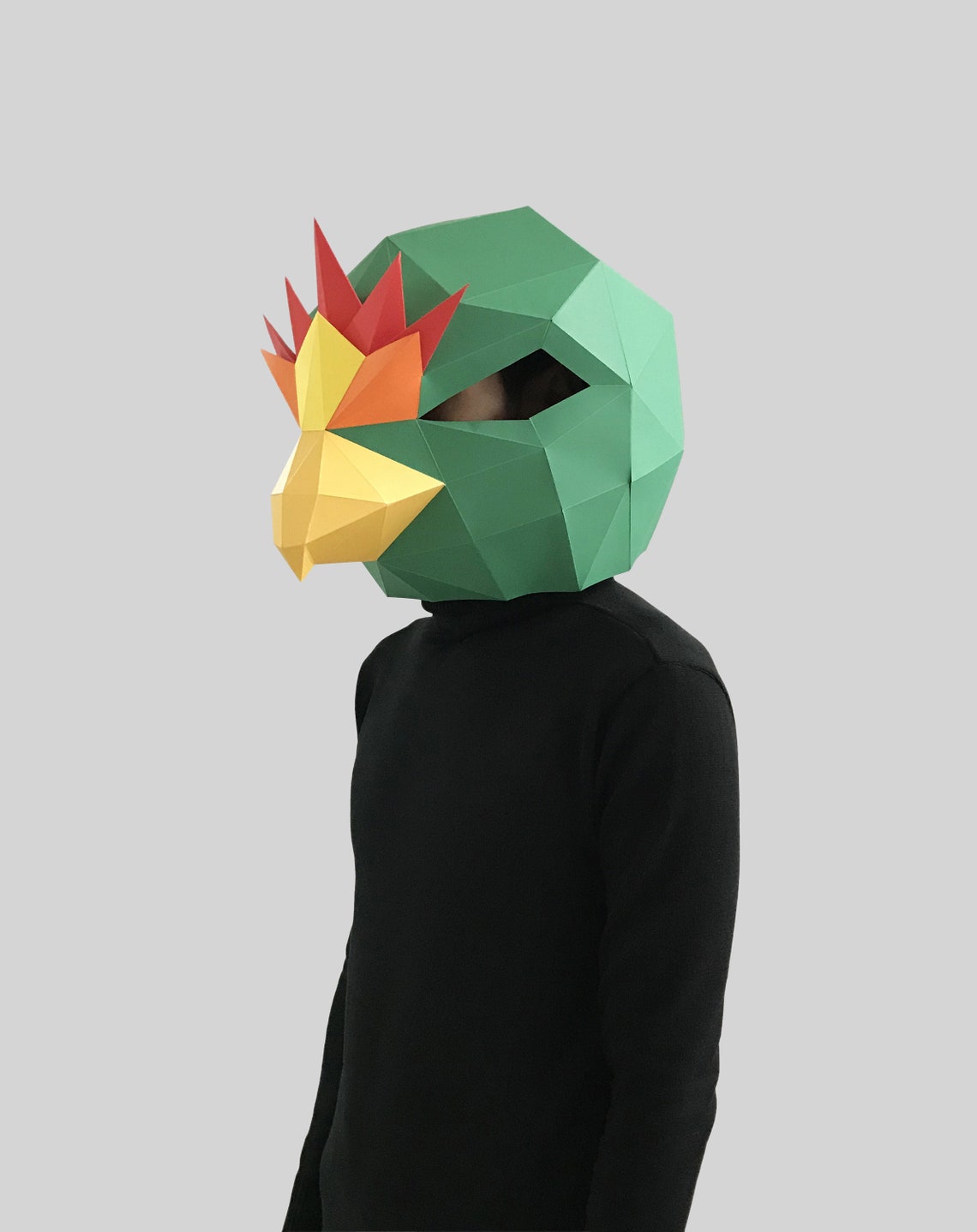 Green Bird Mask Template Paper Mask Papercraft Mask Masks | Etsy