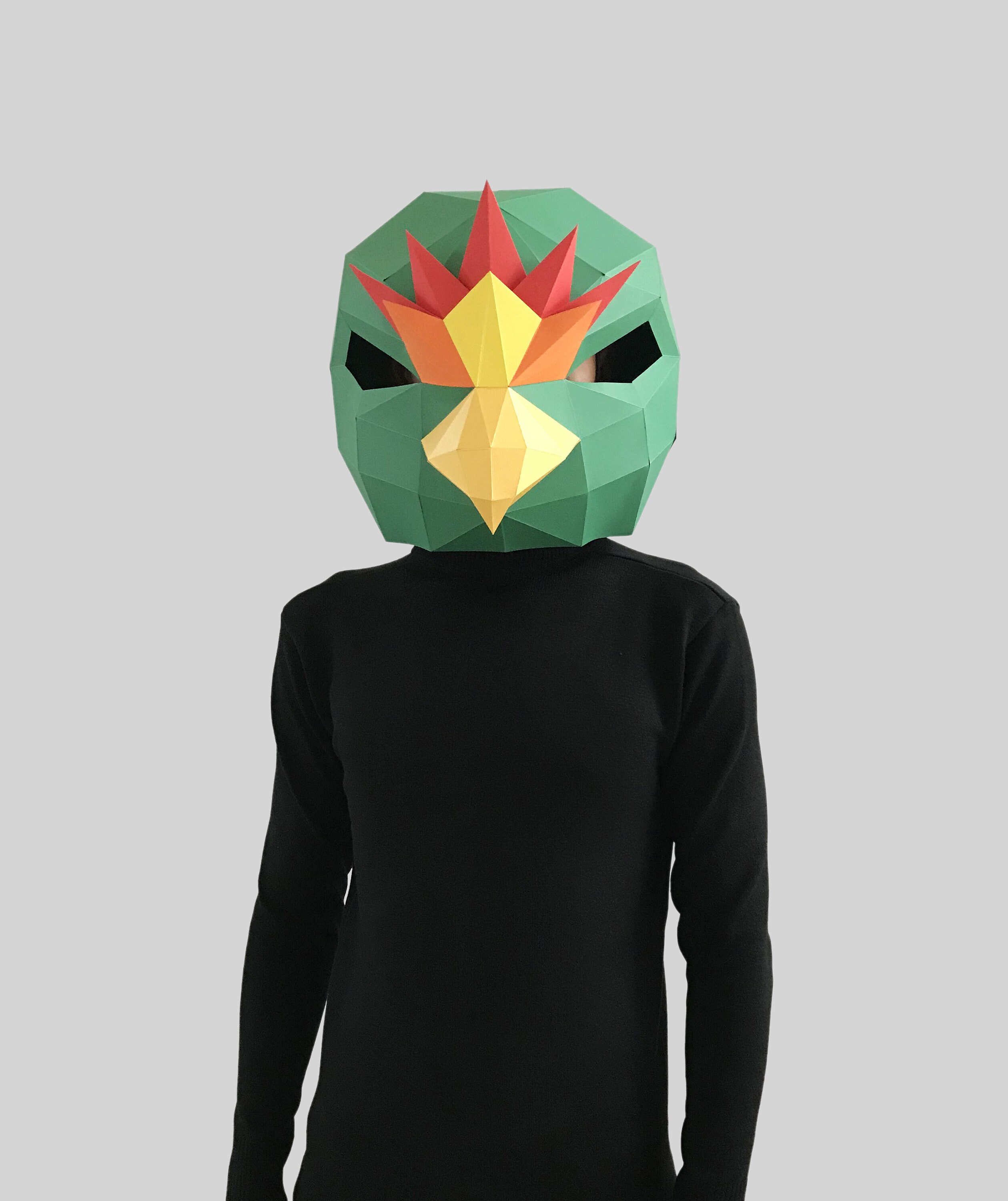 Green Bird Mask Template Paper Mask Papercraft Mask Masks | Etsy