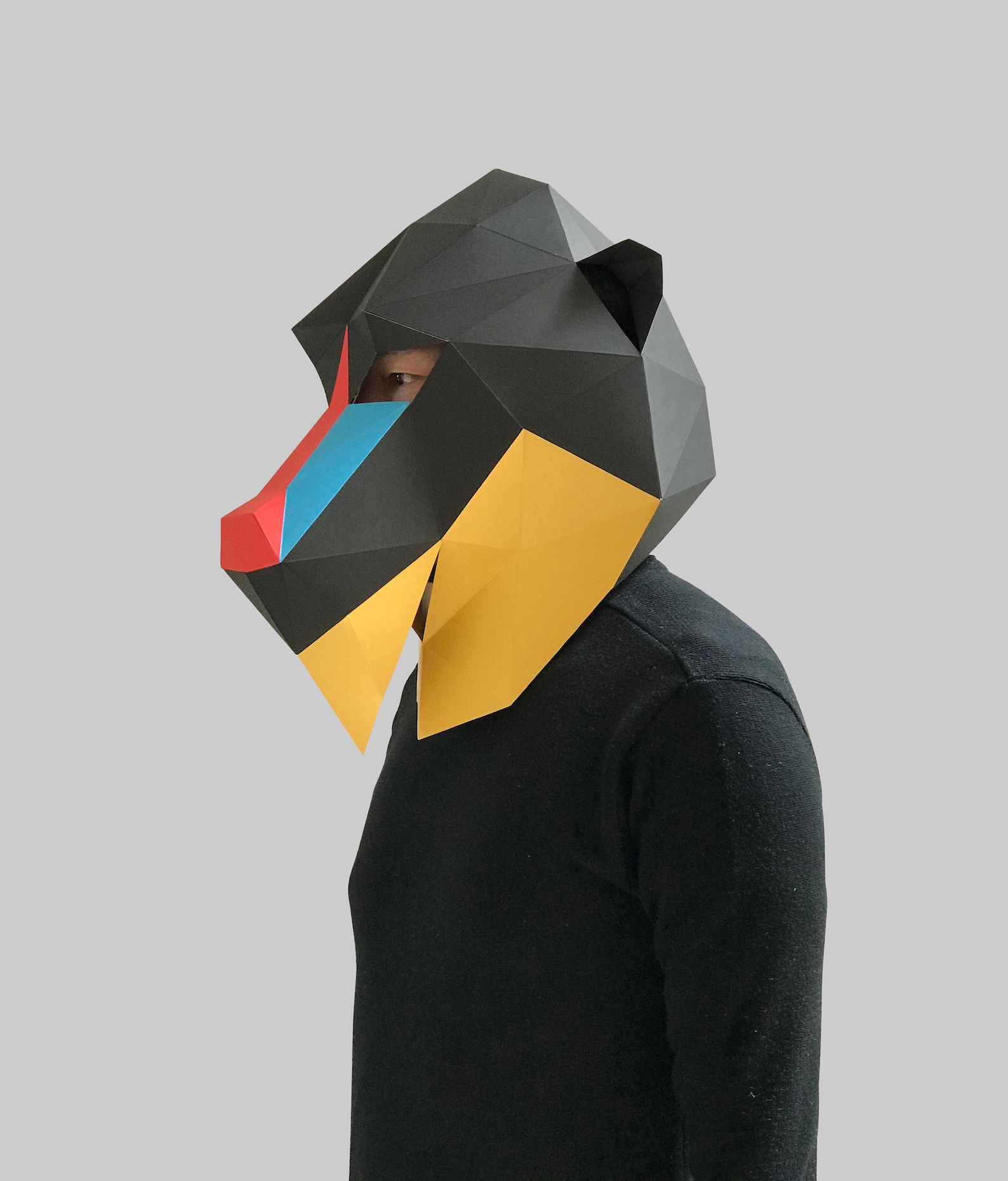 Mandrill Monkey Mask Digital PDF - Low Poly Papercraft Animal Mask ...