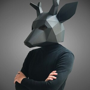Deer Mask Template - Paper Mask, Papercraft Mask, Masks, 3d Mask, Low ...