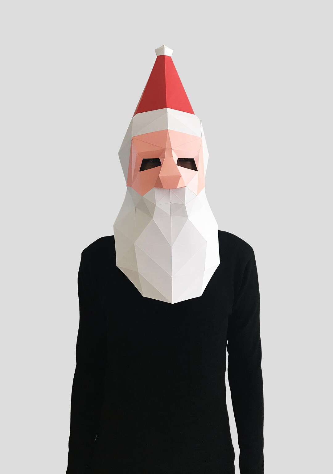 Santa Claus Mask Template Style 2 - Paper Mask, Papercraft Mask, Masks ...