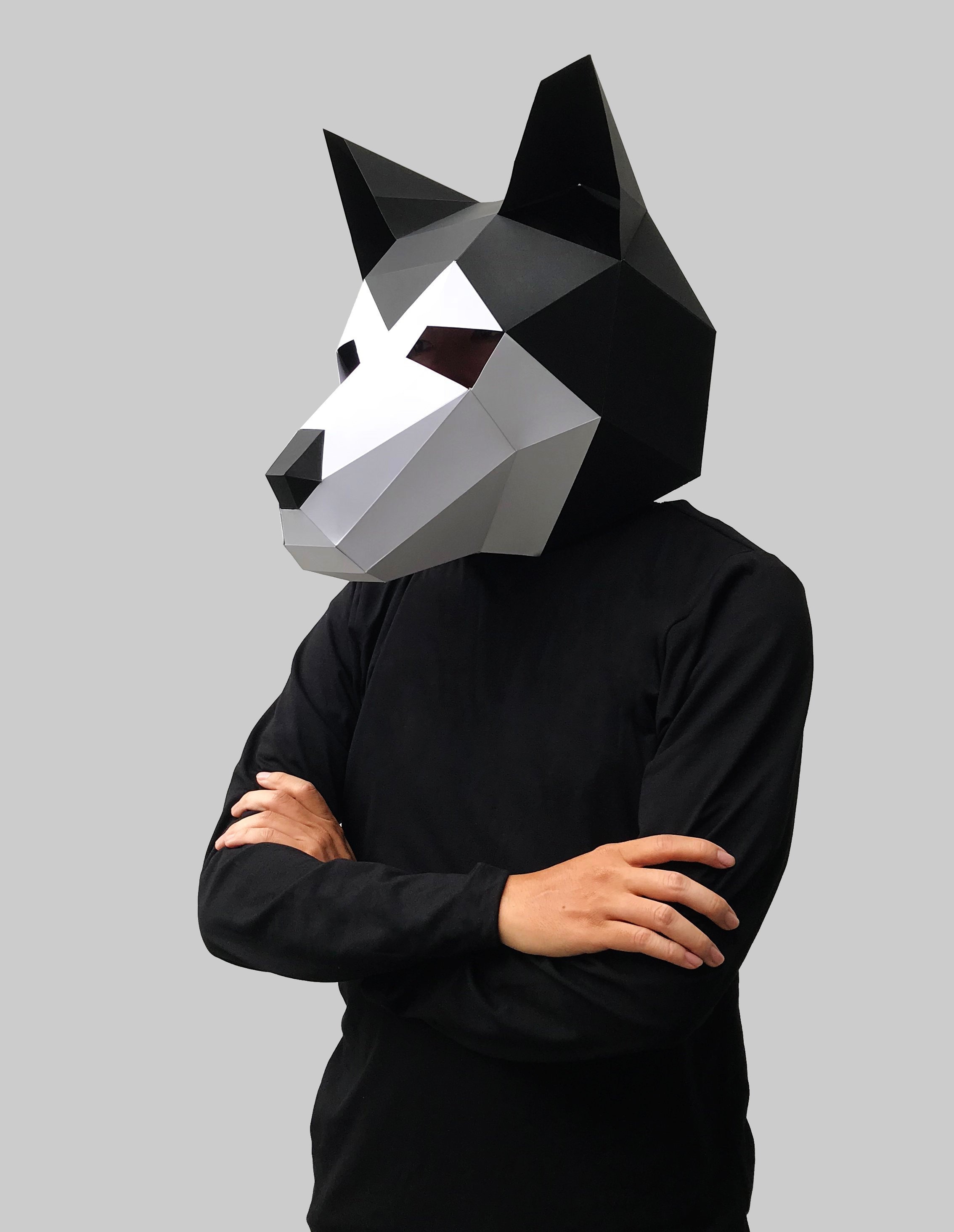 Husky dog mask template paper mask papercraft mask masks | Etsy