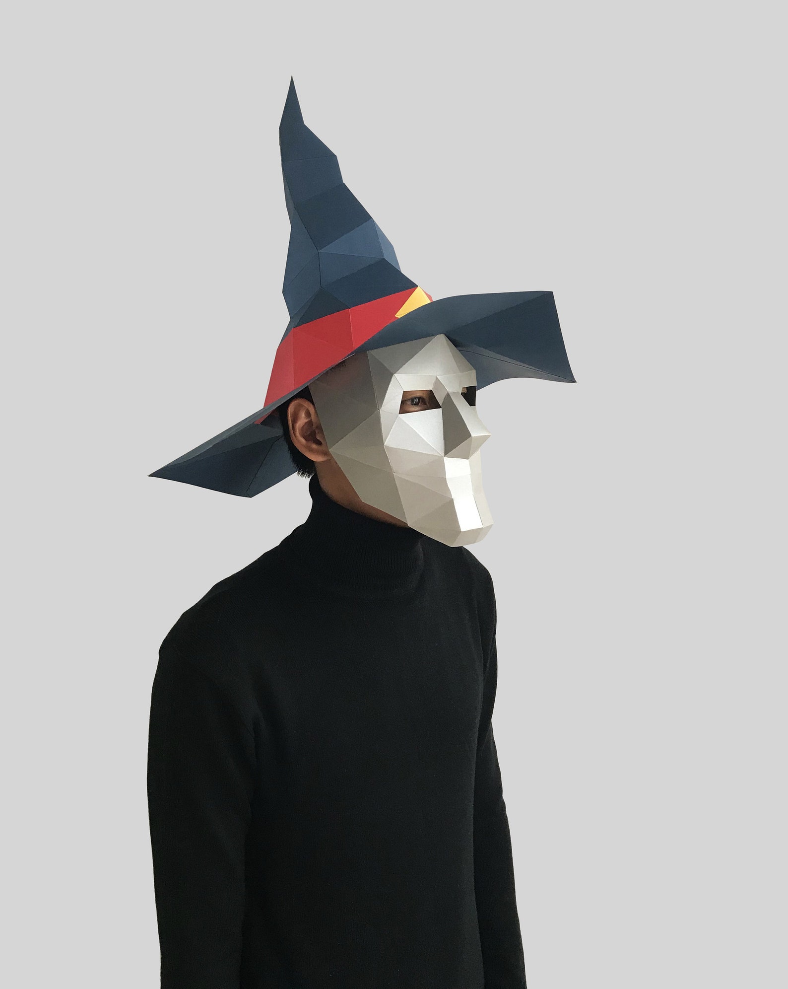 Witch Hat Mask Template Style 3 Paper Mask Papercraft Mask | Etsy