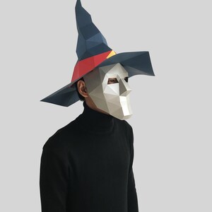 Witch Hat Mask Template Style 3 - Paper Mask, Papercraft Mask, Masks ...