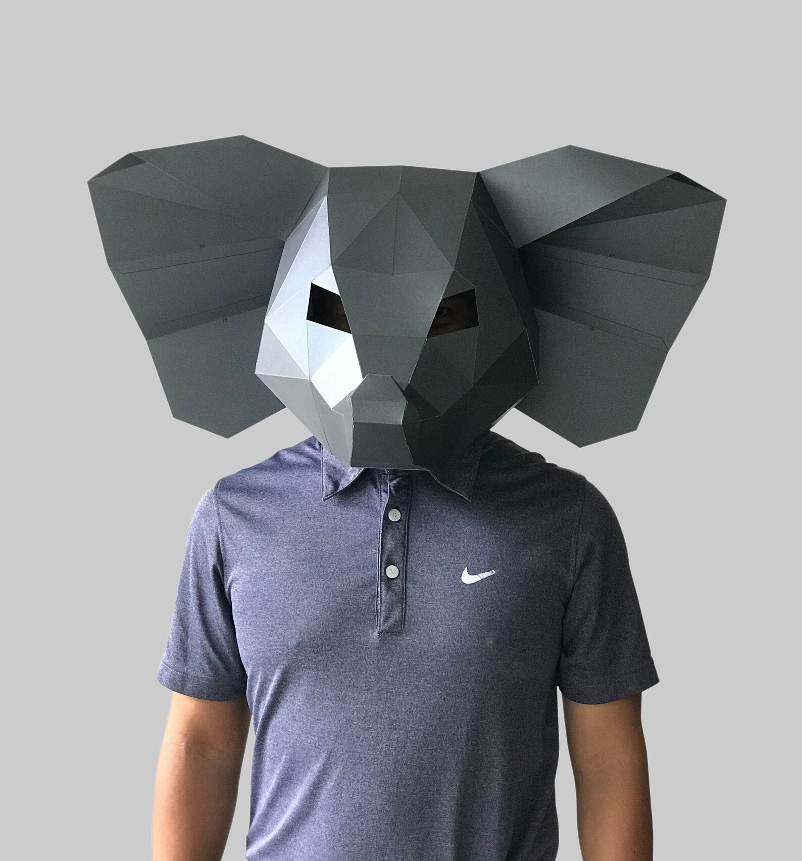 Elephant Mask Template Paper Mask, Papercraft Mask, Masks, 3d Mask, Low ...