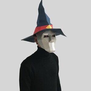 Witch Hat Mask Template Style 3 - Paper Mask, Papercraft Mask, Masks ...