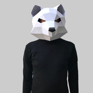 White Fox Mask Digital PDF - Low Poly Papercraft Animal Mask Template ...