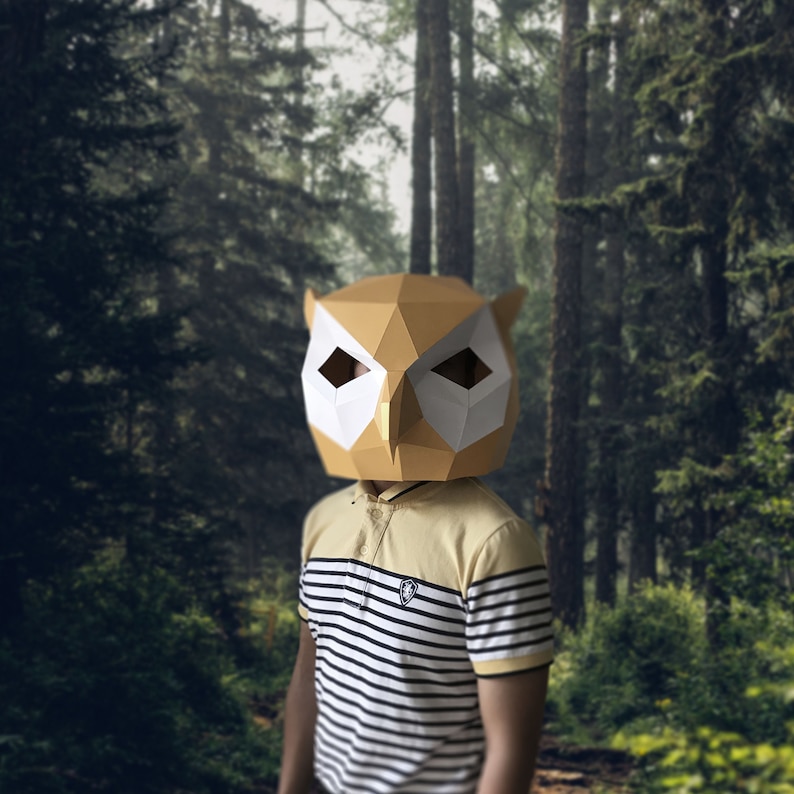 Owl mask template paper mask papercraft mask masks 3d | Etsy