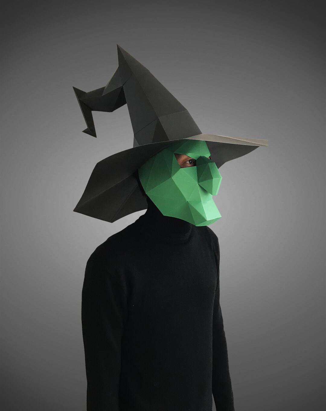 Witch Hat Mask Template Style 2 - Paper Mask, Papercraft Mask, Masks ...