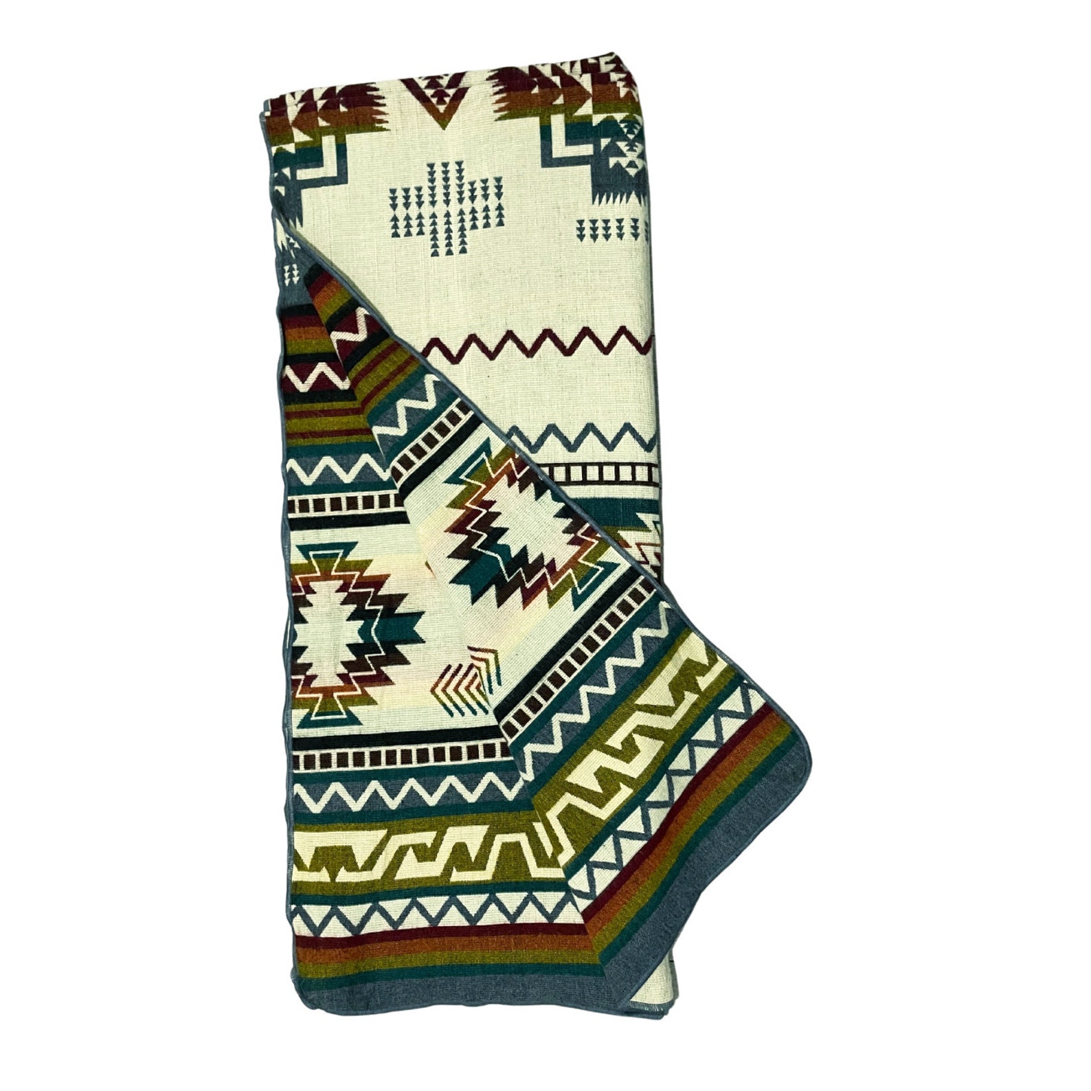 Rustic Geometric Print Two Sided Alpaca Blanket | Cozy and Soft Tribal ...