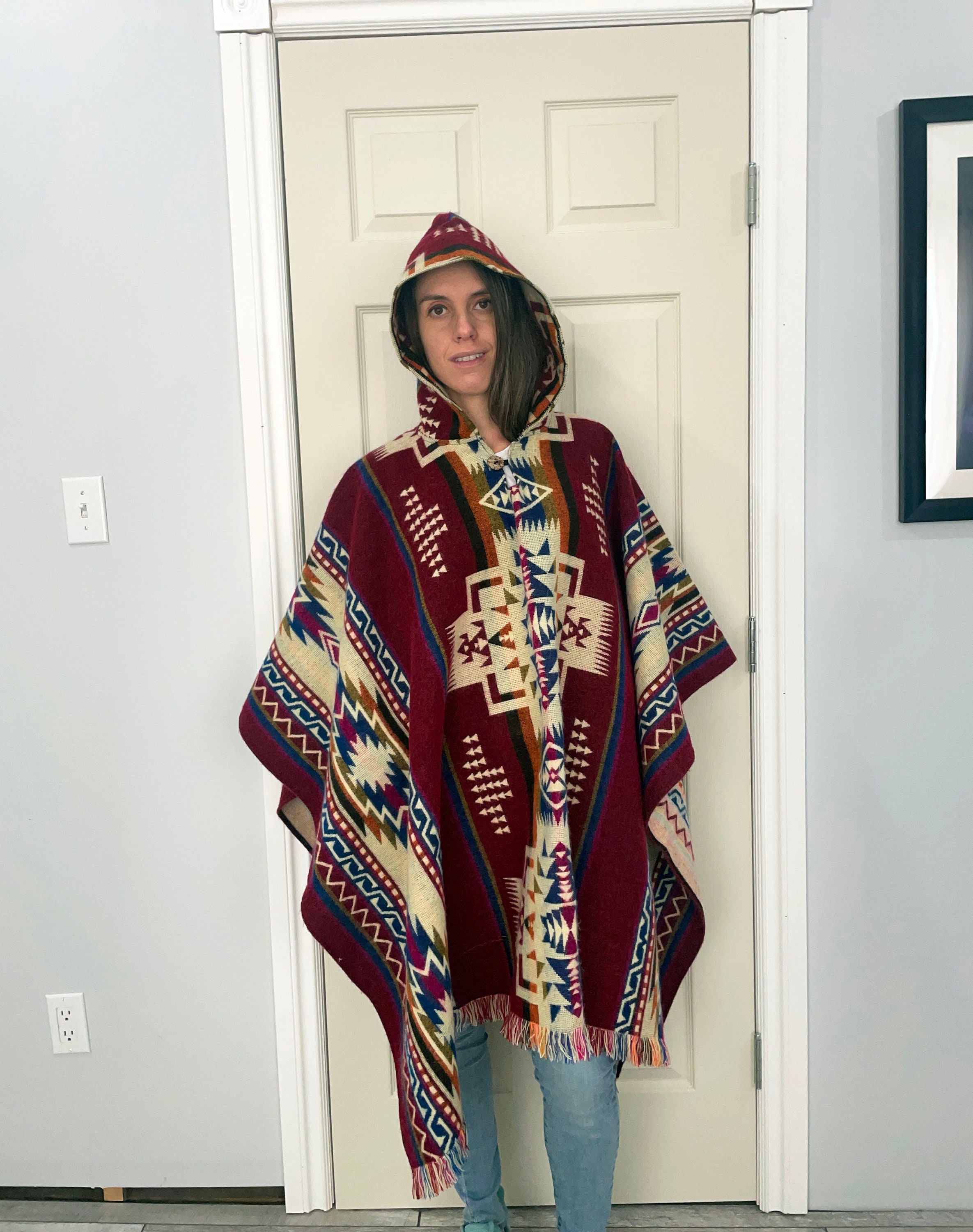 Cozy Rustic Alpaca Fashion Poncho | Native Print Clothing Alpaca Lover ...