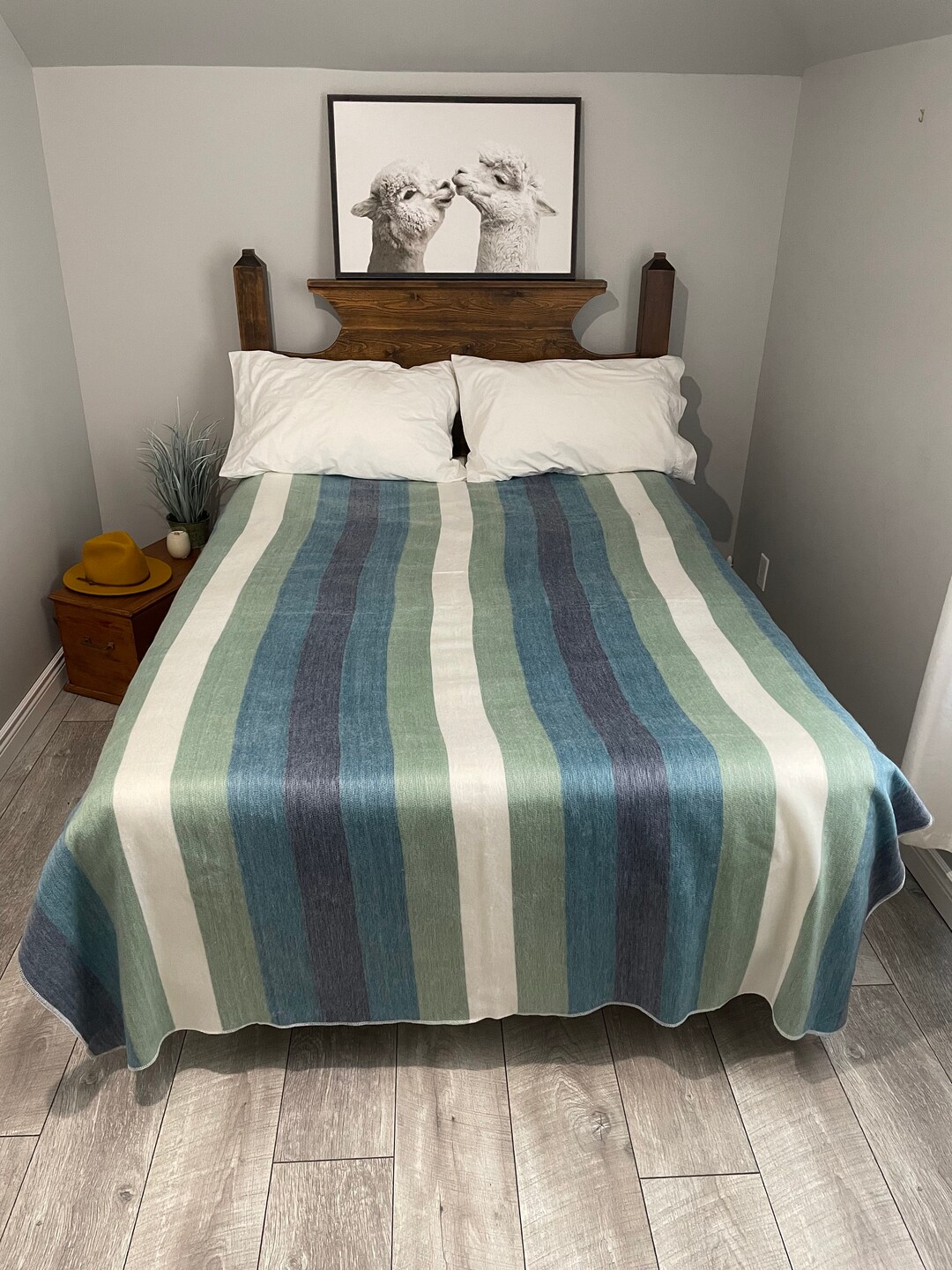 Ecuadorian Striped Alpaca Wool Blanket | Cozy Housewarming Alpaca Gift ...