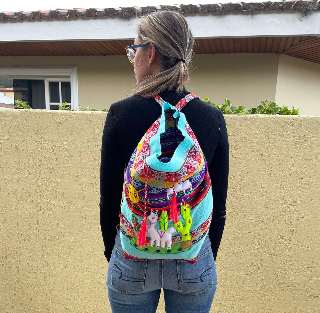 Artisan Boho Alpaca Style Backpack | Cool Hippie Festival Knapsack ...